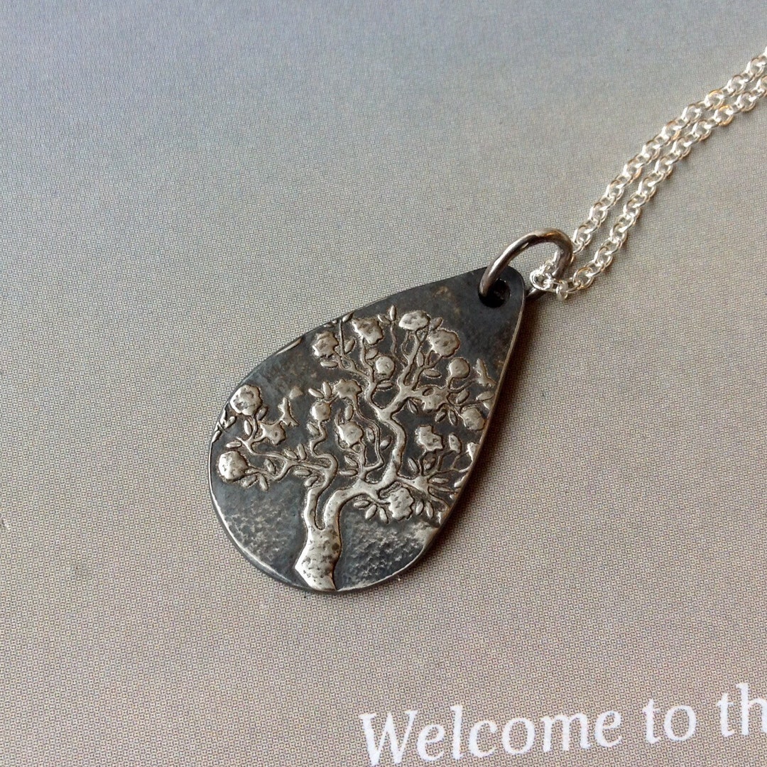Fruit Tree Silver Pendant Necklace, Sterling Silver Apple Tree Necklace ...