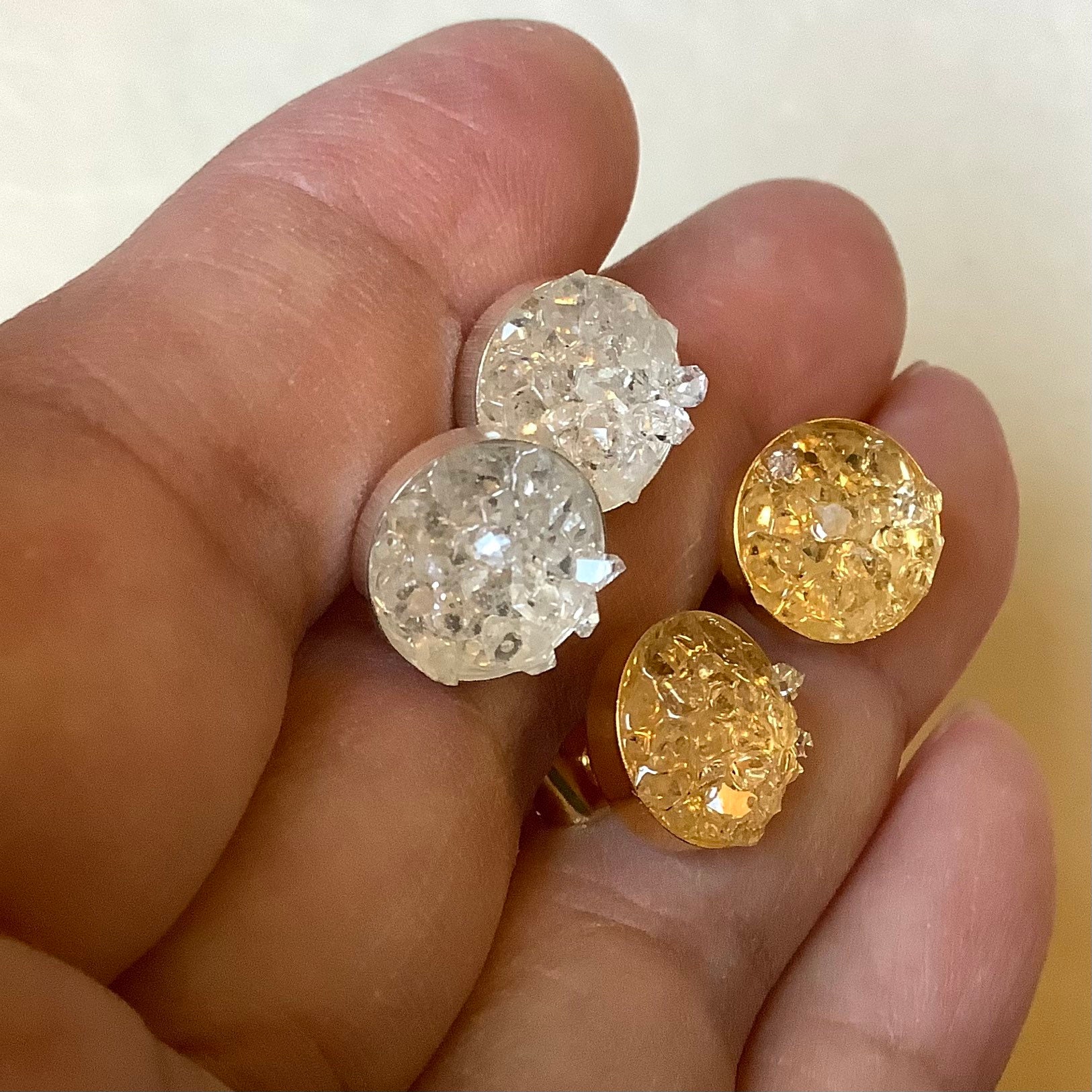 Herkimer Diamond Earrings, Sterling Silver Clustered Herkimer Diamond ...