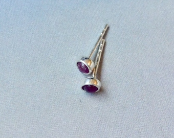 Ruby Stud Earrings Tiny Man Made Ruby Studs July Birthstone - Etsy