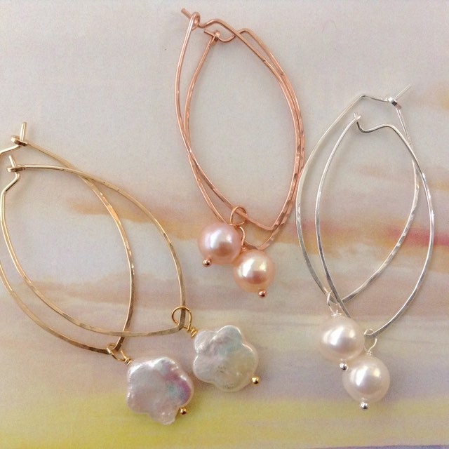 A Pair of Pearl Charms, ADD a Drop, ADD a Pearl Pendant, Dangle Hoop ...