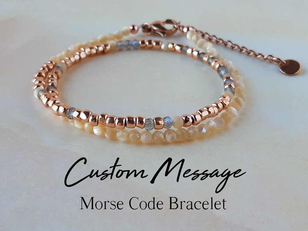 Gemstone Custom Bracelet for Women Morse Code Jewelry Personalized ...