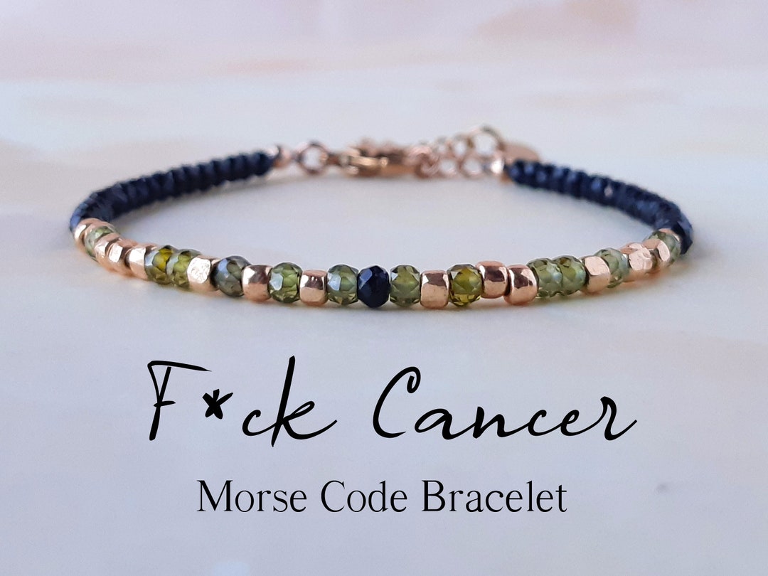 Black Spinel Morse Code Bracelet Breast Cancer Awareness Gifts Fuck ...