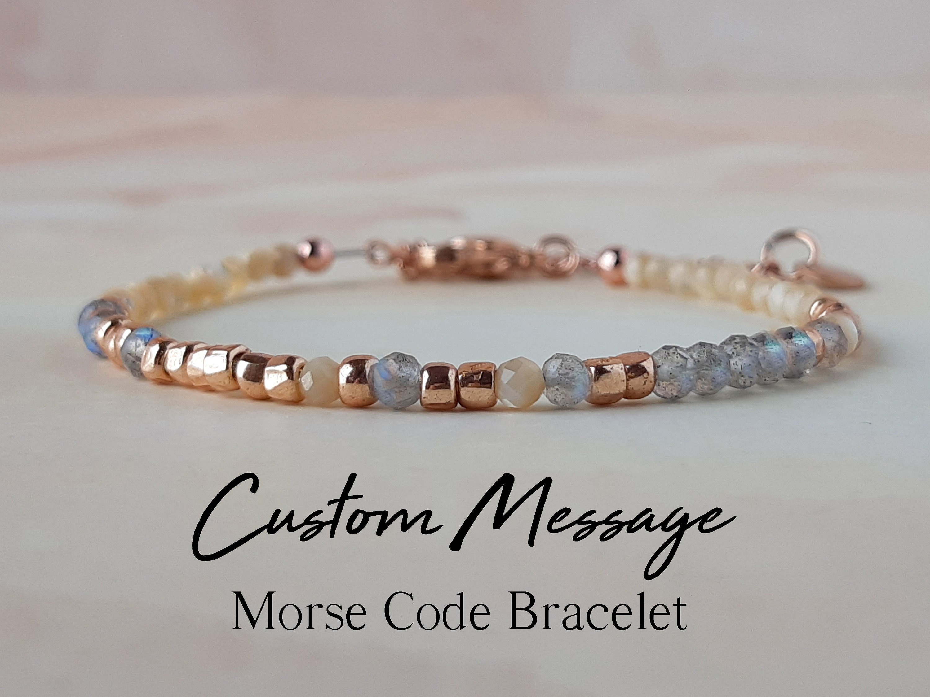 Custom Morse Code Bracelet for Women Gemstone Personalized Bracelet ...