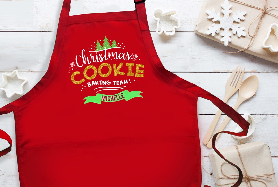 Personalized Christmas Cookie Baking Team Apron, Christmas Kitchen ...