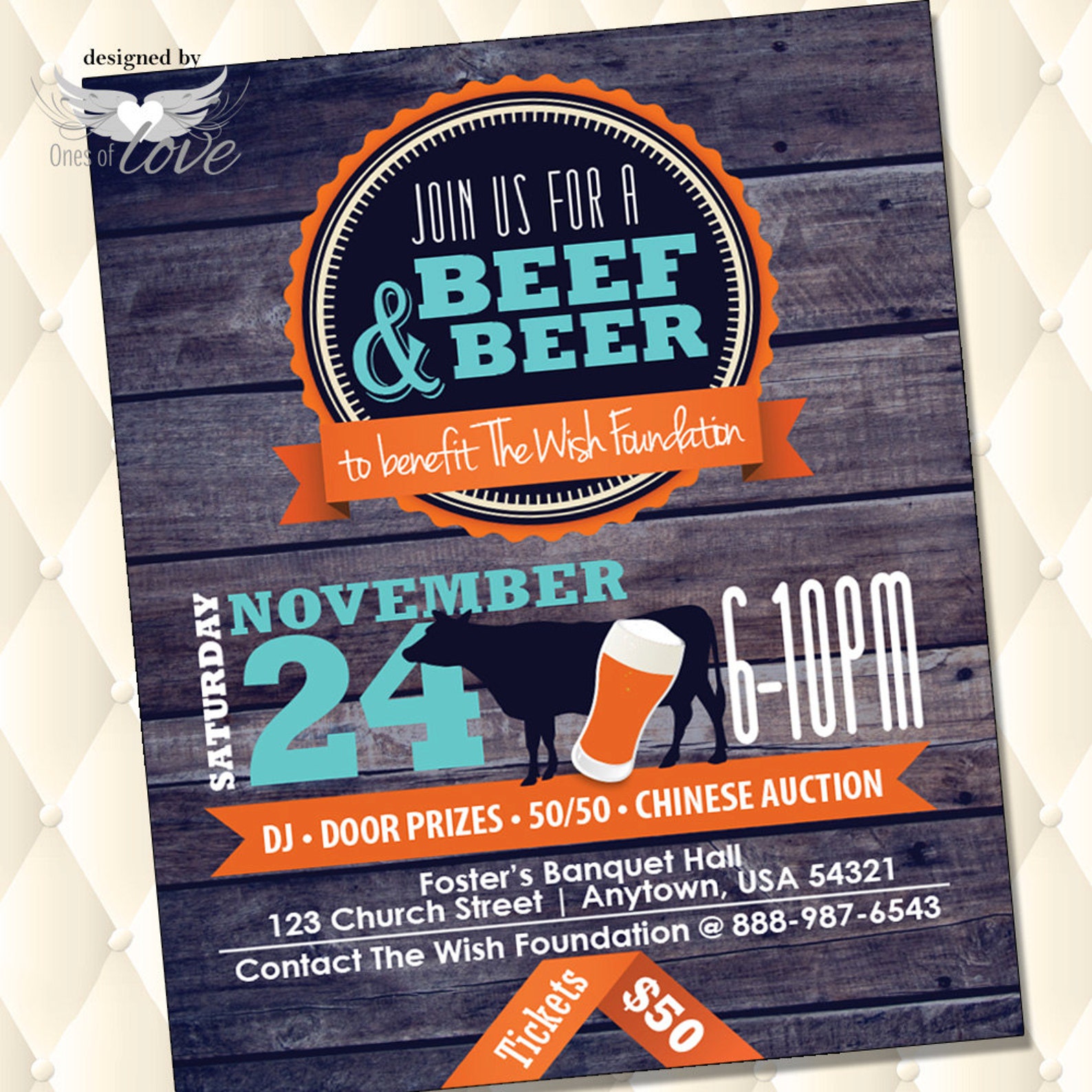 Beef and Beer Flyer | Fund Raising Event Flyer | Fundraising Ticket ...