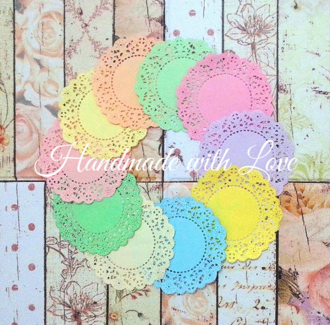 4 1/8" French Pastry Rainbow Paper Doily. 1 Pack of 10 Beautiful Pastel ...