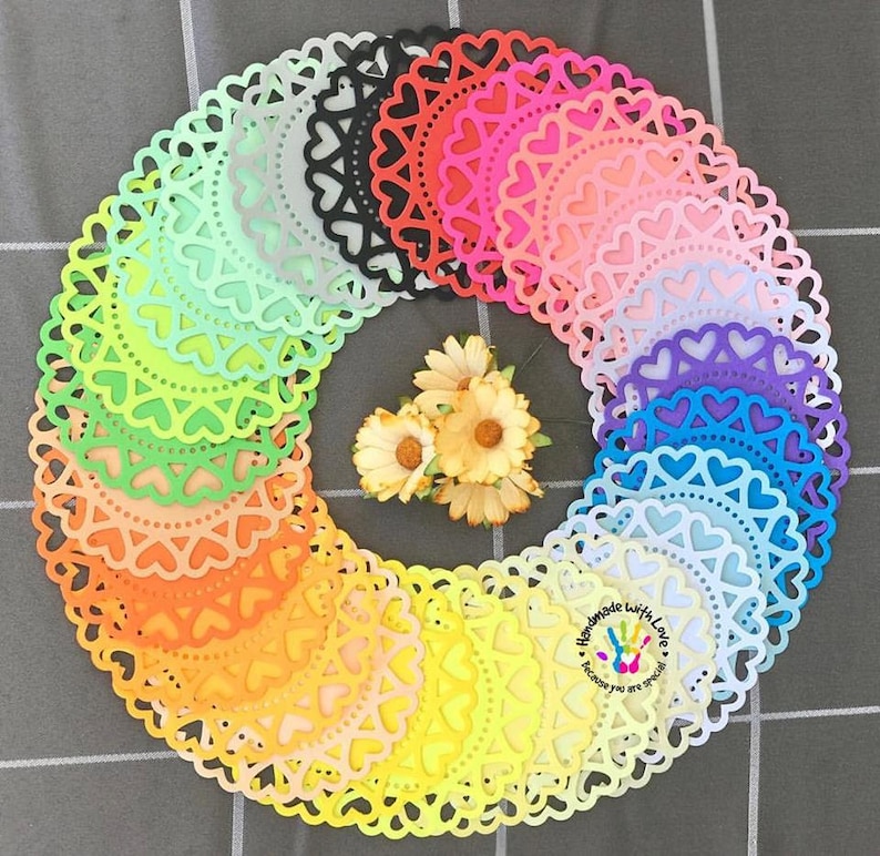 Heart Circle Doilies Set. 1 Pack of 24pcs. - Etsy
