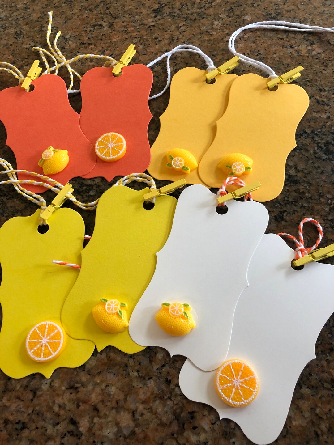 Lemon Themed Gift Tags. Scalloped Card Stock yellow White - Etsy