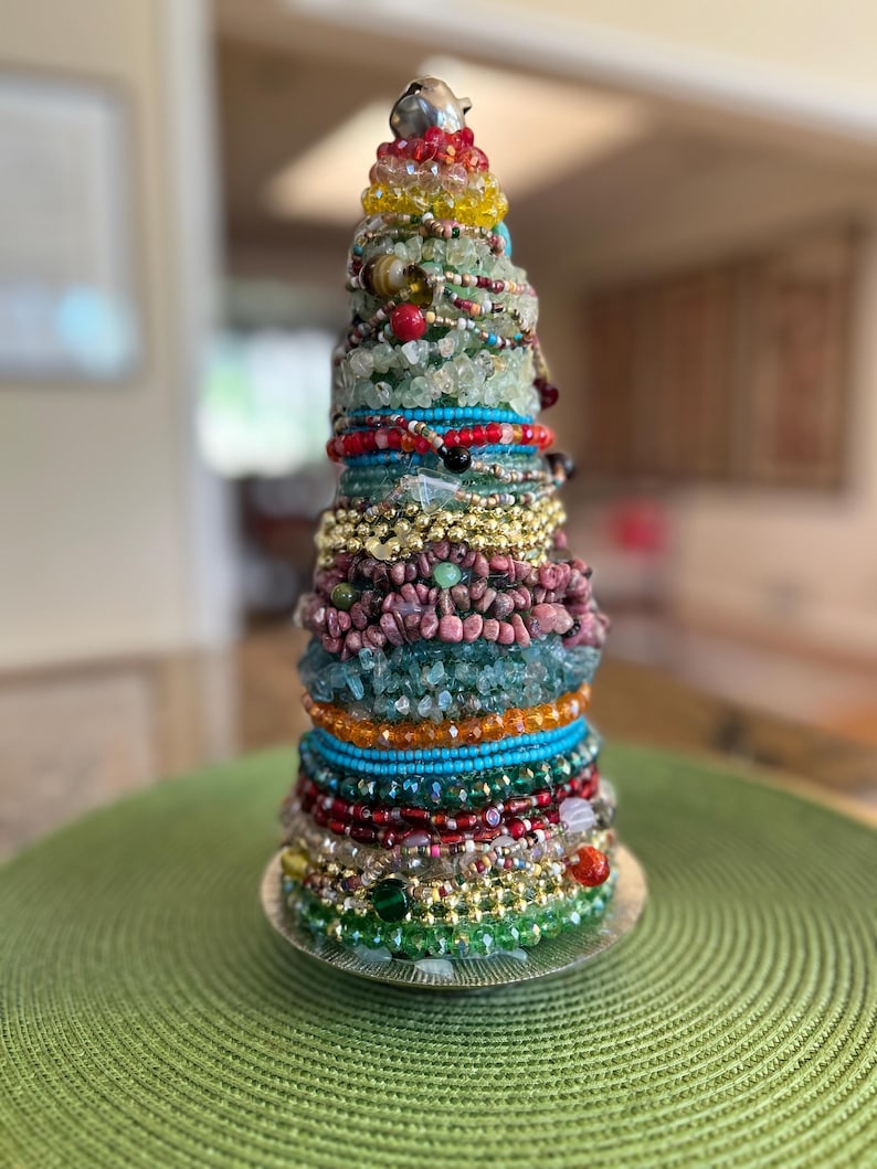 Gemstone Tabletop Christmas Tree - Boho Holiday Decor, 11" - Etsy