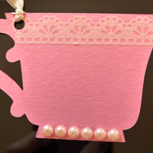 Pink Tea Cup Gift Tags With Pearls and lace. Perfect for Your Next Tea ...