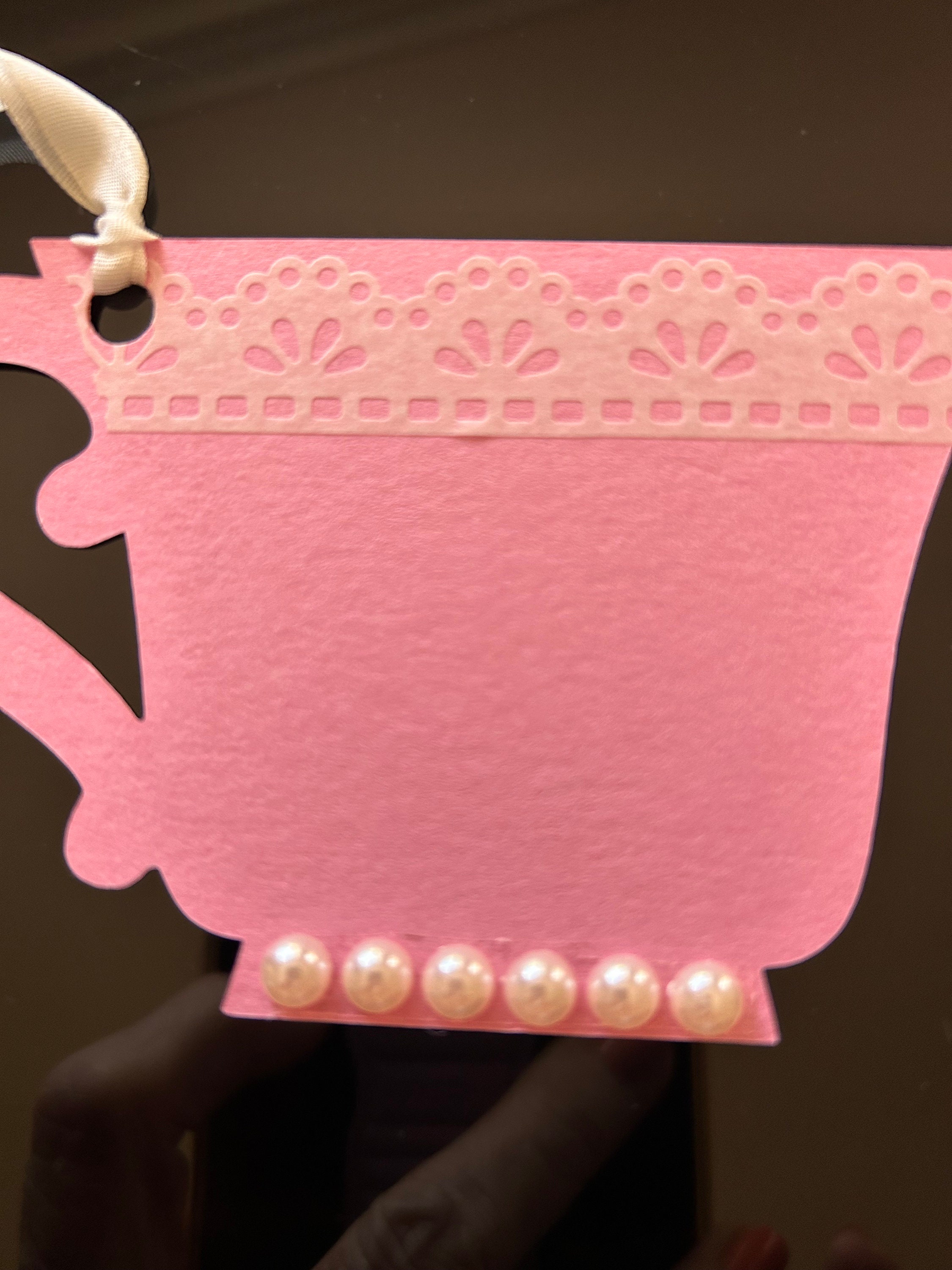 Pink Tea Cup Gift Tags With Pearls and "lace". Perfect for Your Next ...