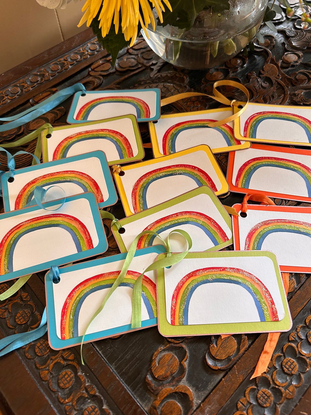Gay Pride Gift Tags, Set of 12. Sparkly Rainbow, Hand-edged is Rose ...