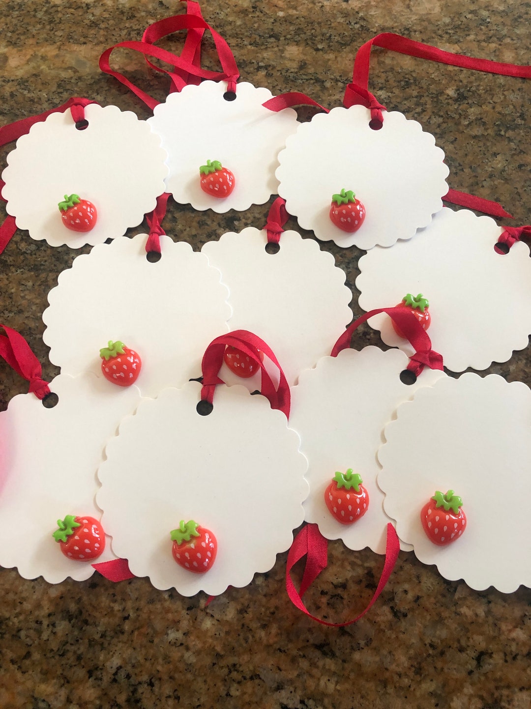 Delightfully Scalloped Gift Tags With Dimensional Red Resin ...