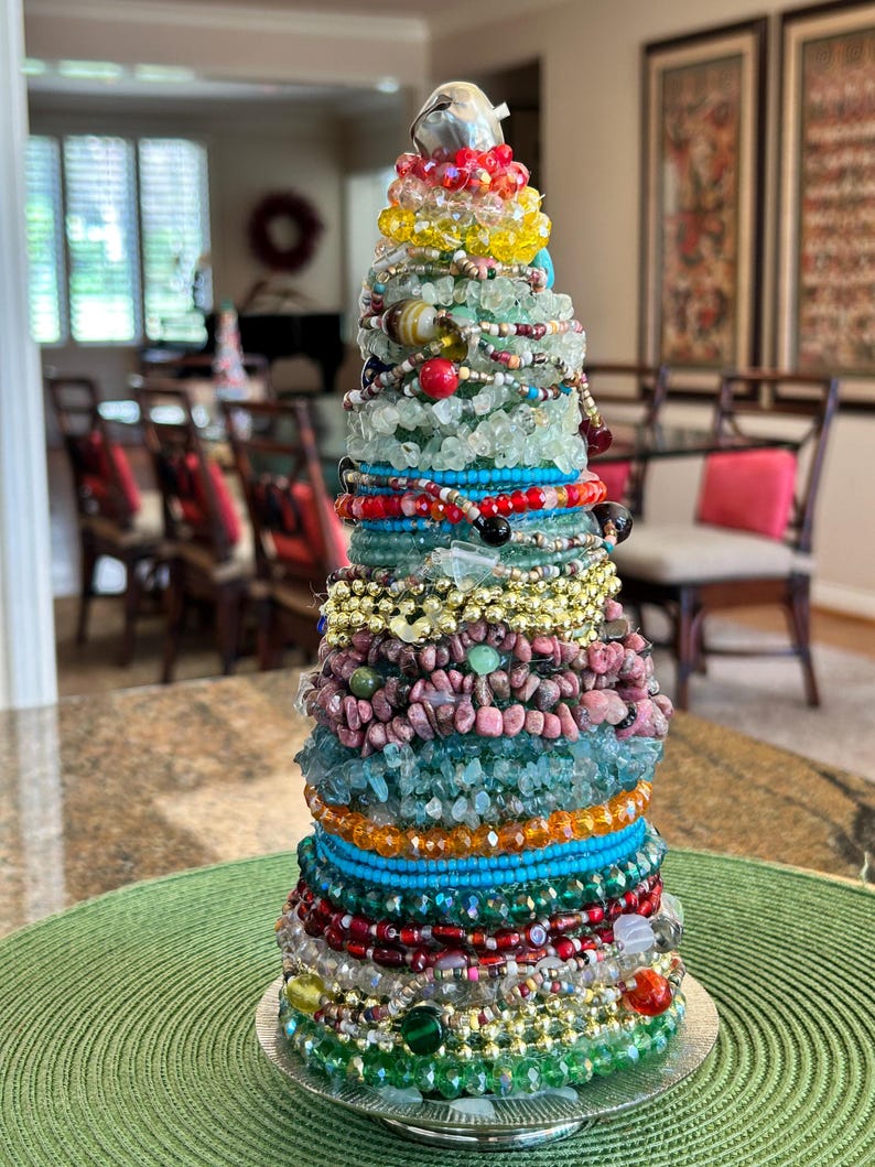 Gemstone Tabletop Christmas Tree - Boho Holiday Decor, 11" - Etsy