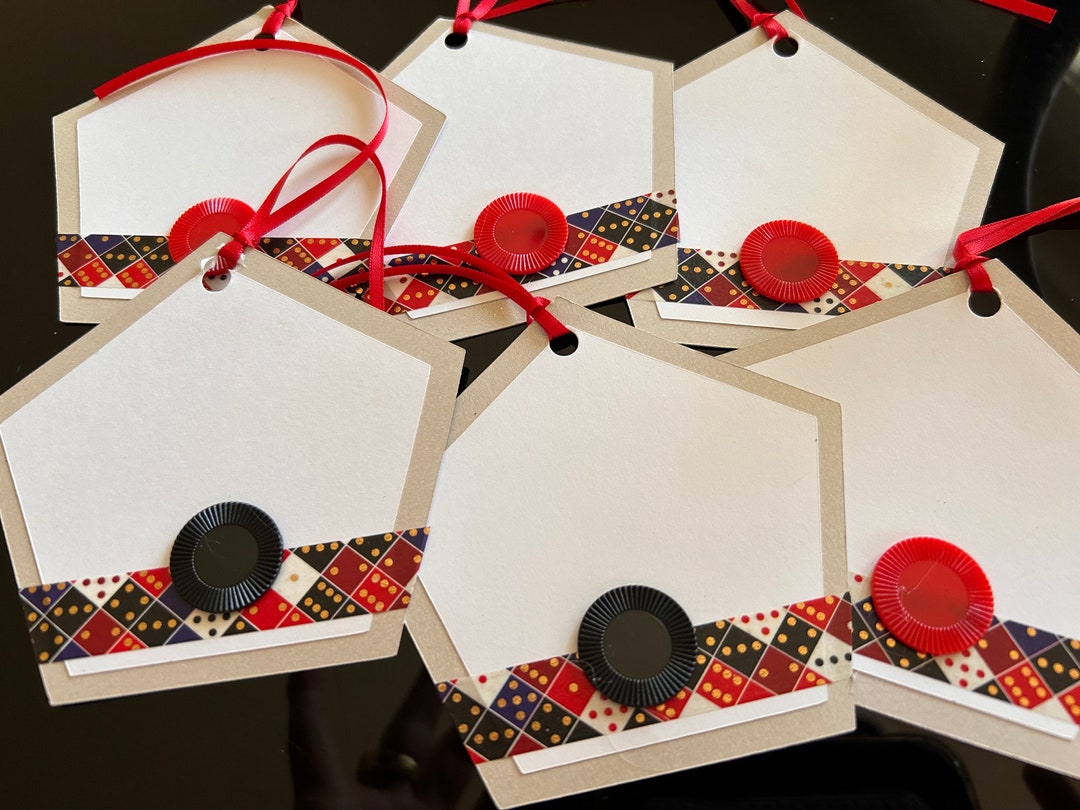 Poker Chip Gift Tags Pentagon Shaped Tags With Mini Poker Chips ...