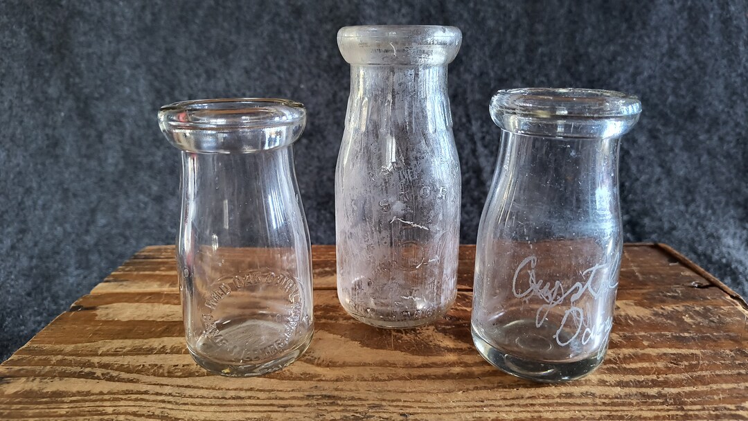 Three Dairy Milk Glasses - Etsy