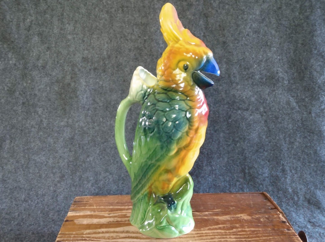 French Majolica Parrot Pitcher - Etsy