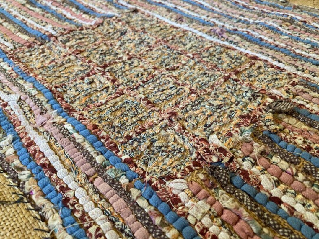 Antique Hooked Rag Rug - Etsy