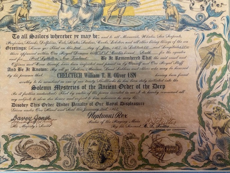 Imperium Neptuni Regis Certificate 1957 - Etsy