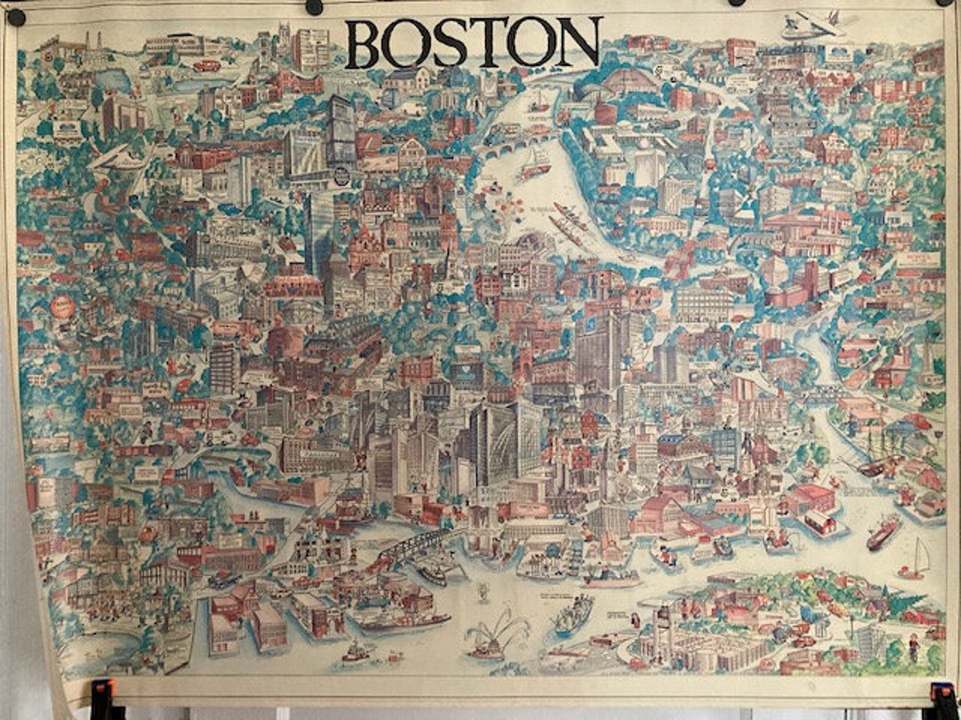 Boston City Design Print 1977 Map Poster - Etsy
