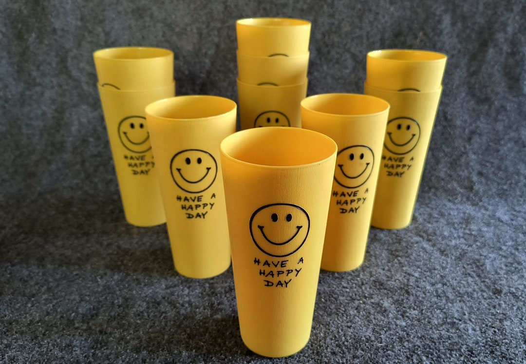 Vintage Plastic Smiley Face Cups - Etsy