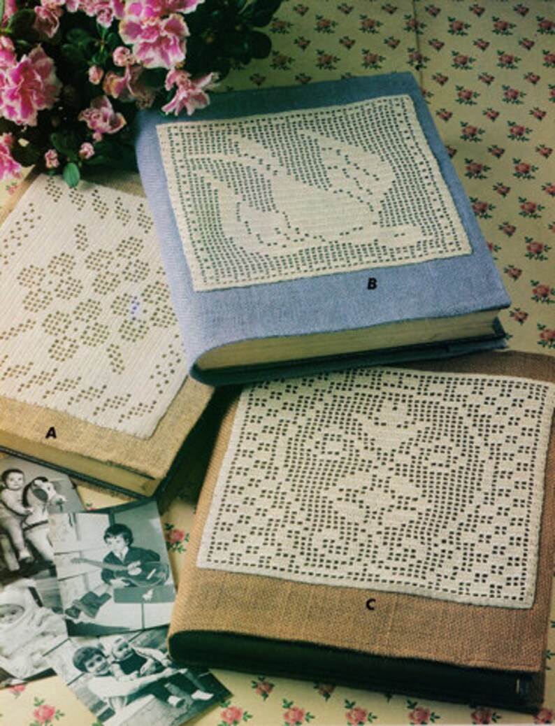 Book Cover Filet Crochet Pattern PDF Digital Download - Etsy
