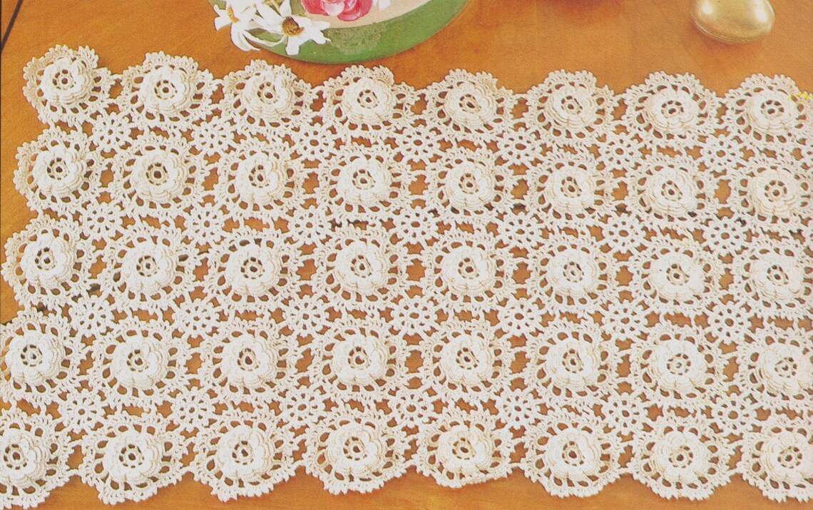 Irish Roses Runner PDF Digital Charted Crochet Pattern - Etsy Irish Roses Runner PDF Digital Charted Crochet Pattern - Etsy