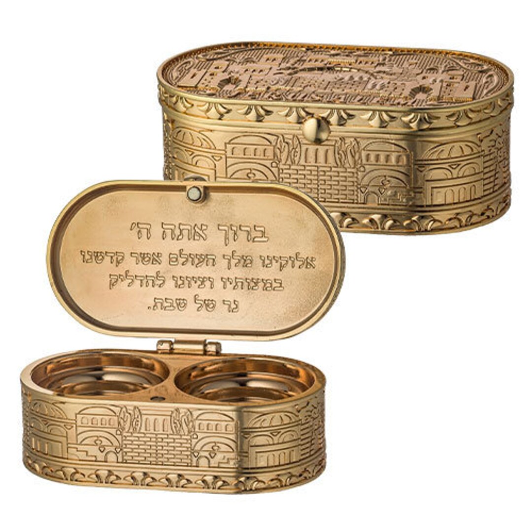 Shabbat Candlesticks Travel Box Size 4x9cm With Jerusalem - Etsy