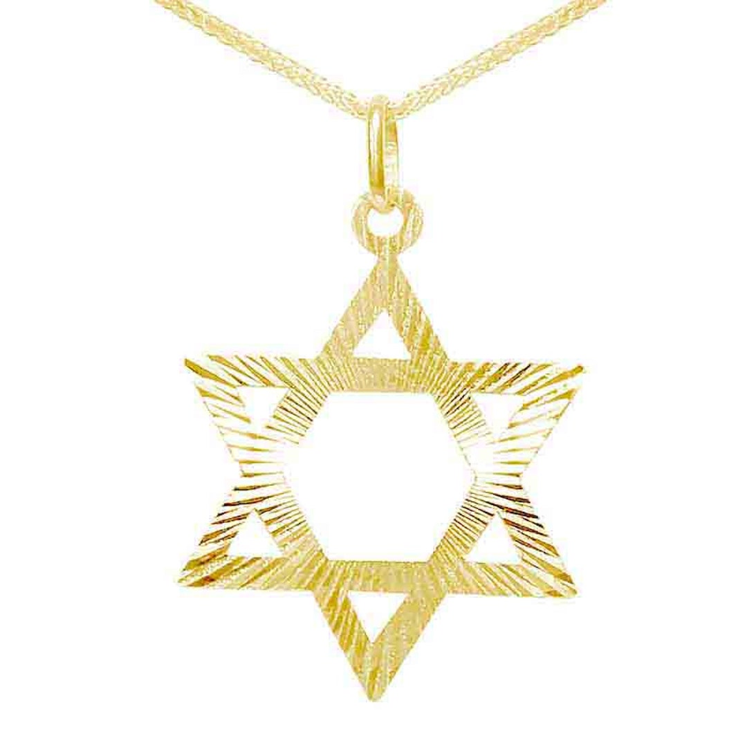 14K Gold Pendant A Large Star of David Pendant (2.6 Cm), Magen David ...