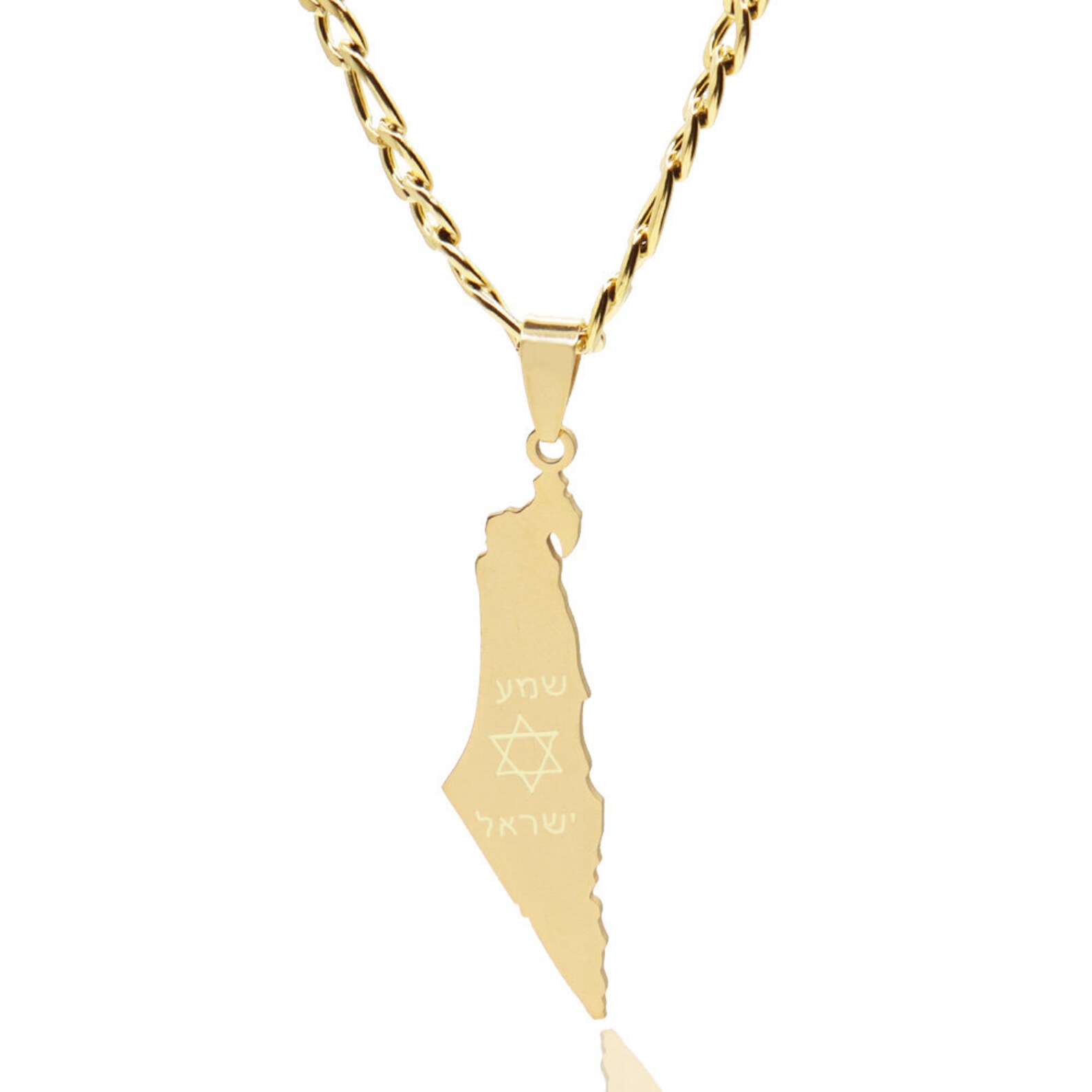Stainless Steel Map of Israel Pendant, Map With Shema Israel Necklace ...