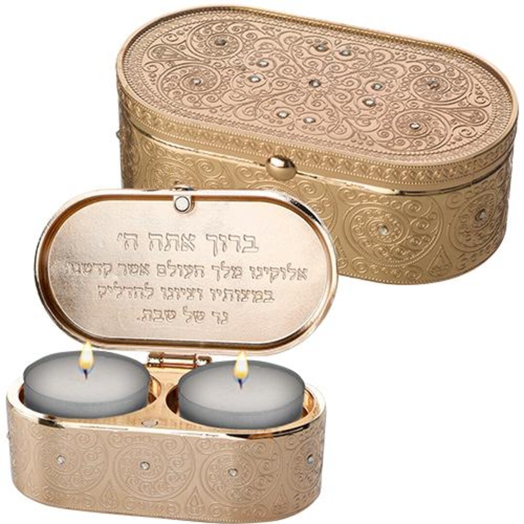 Filigree Candlesticks Travel Box Size (4x9cm) Set With White Crystal ...