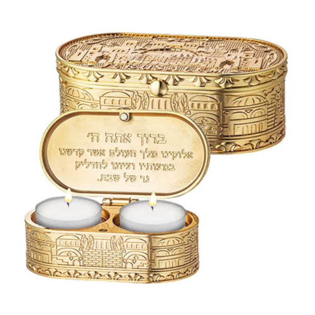 Shabbat Candlesticks Travel Box Size 4x9cm With Jerusalem City ...