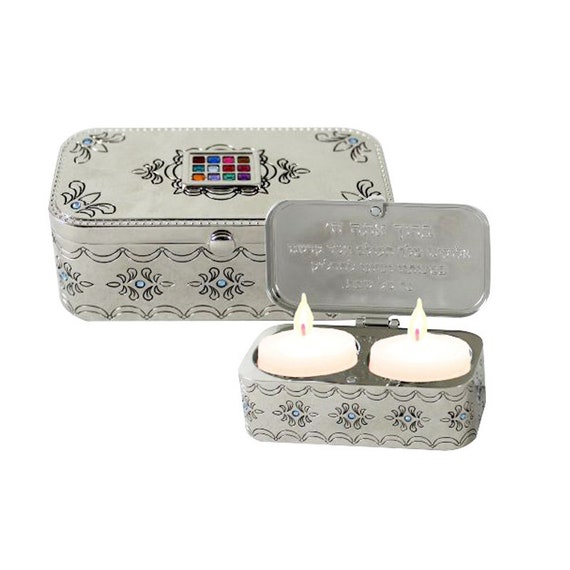 Shabbat Candlesticks Travel Box Size 3x9cm With Jerusalem - Etsy