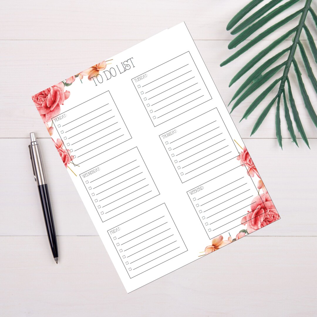 Floral Weekly Planner Printable to Do List Watercolor to Do List Task ...