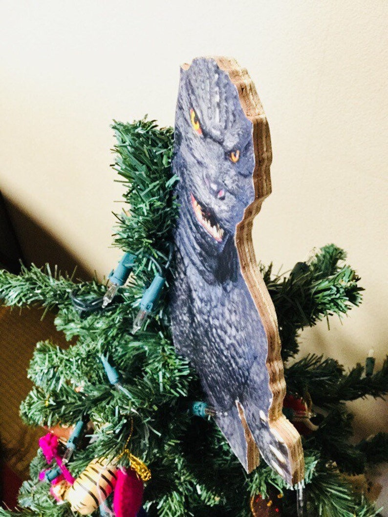 Godzilla Christmas Tree Topper Hugging Tree FREE SHIPPING From - Etsy