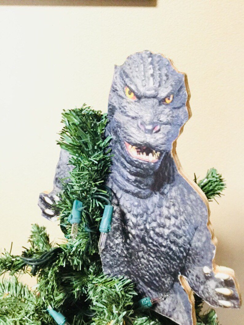 Godzilla Christmas Tree Topper Hugging Tree FREE SHIPPING from | Etsy