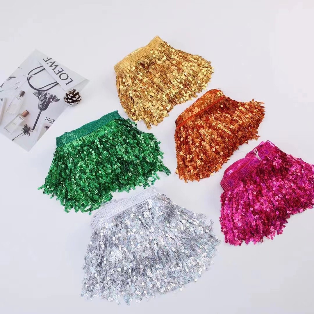 10 Yards 6 Inch Wide Thick Braided Band Sequins Chainette Fringe, 54 ...