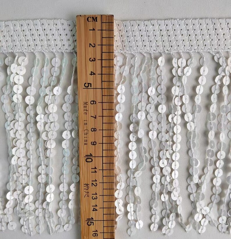 10 Yards 6 Inch Wide Thick Braided Band Sequins Chainette Fringe, 54 ...