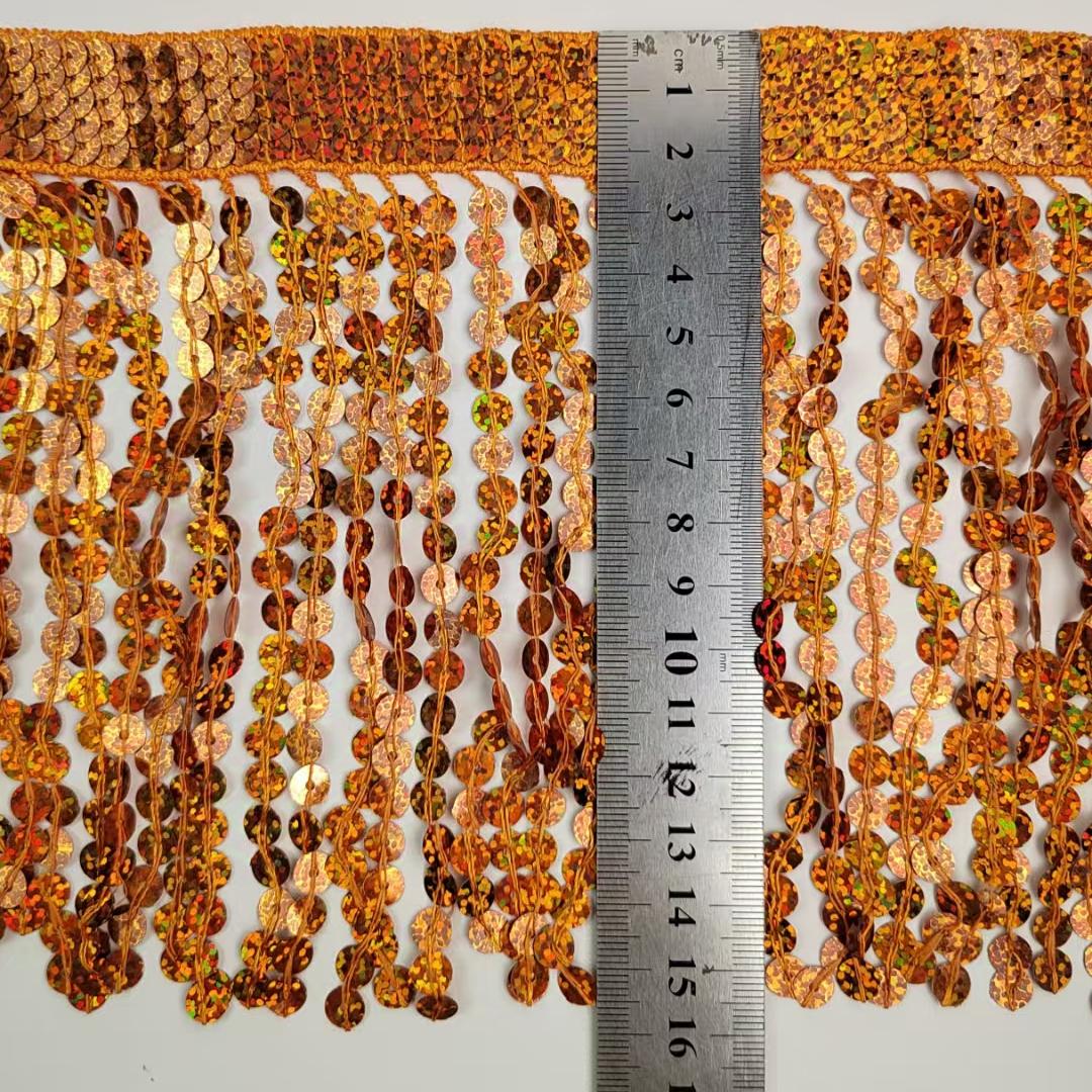 10 Yards 6 Inch Wide Thick Braided Band Sequins Chainette Fringe, 100 ...