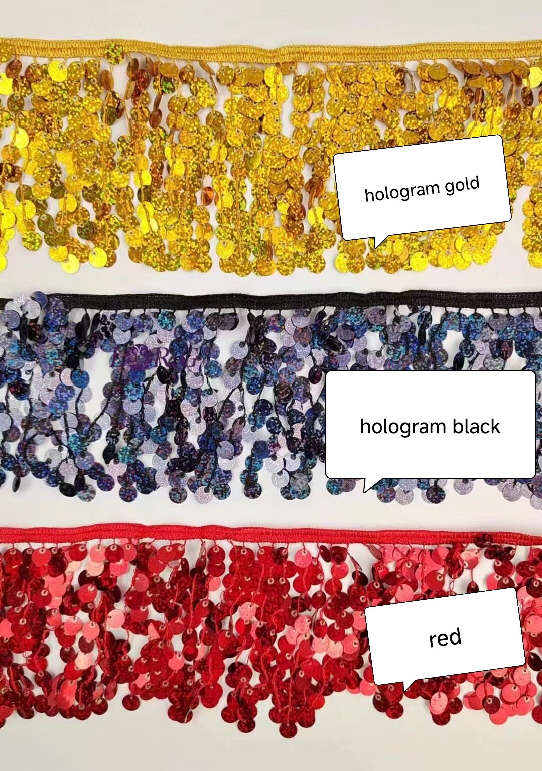 15yards 4 Inch Wide Thick 9mm+3mm Sequins Sparkle Sequins Fringe, 6 ...
