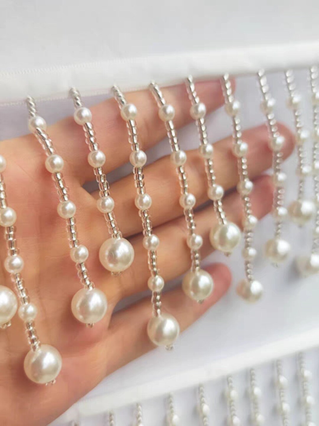 Handmade Pearl Beaded Fringe: DIY Wedding Dress Trim, Lampshade Decor ...