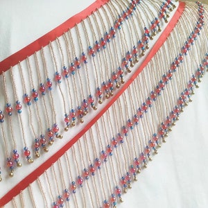 Handmade 90cm Long 10cm Wide Red High Shine Beads and Bells Beaded ...