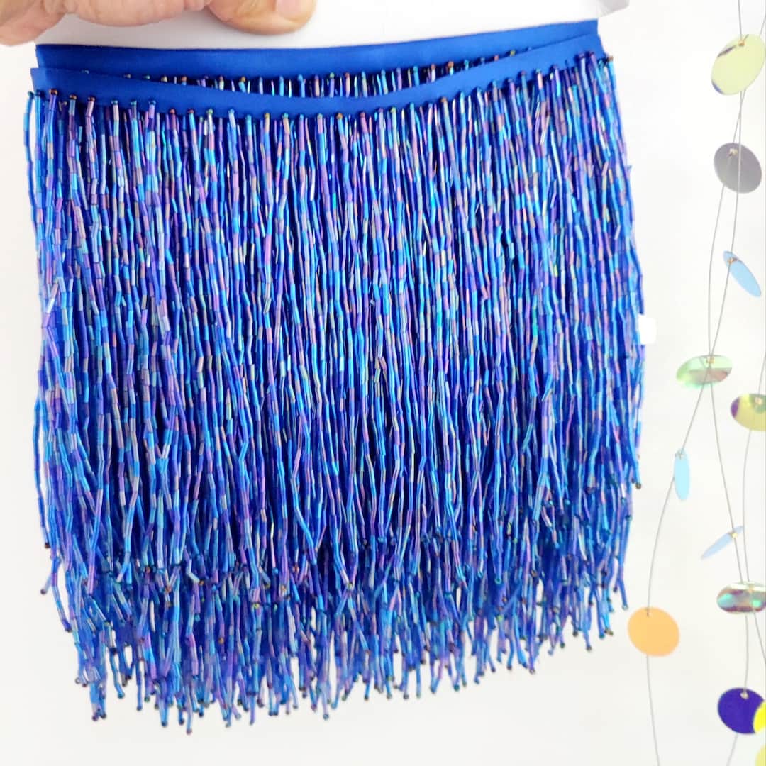 Handmade Iris Sapphire Bugle Bead Fringe: Couture Costume Tassel - Etsy