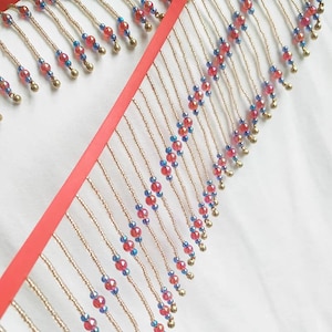 Handmade 90cm Long 10cm Wide Red High Shine Beads and Bells Beaded ...