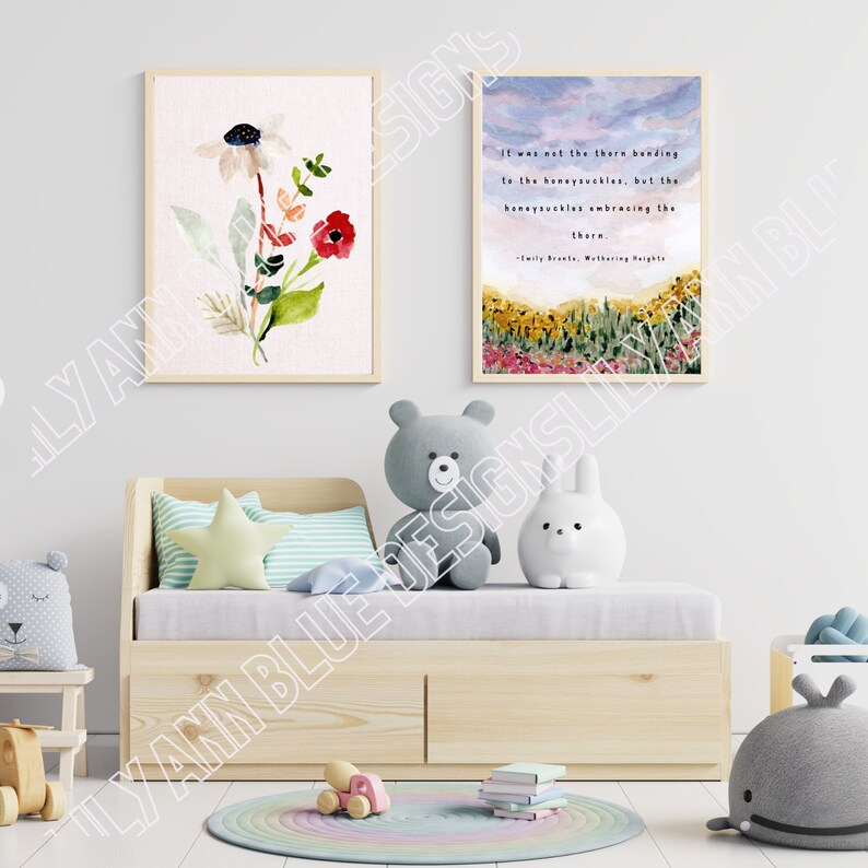 Emily Bronte Poem Print: Thorns and Honeysuckle, Wuthering Heights ...