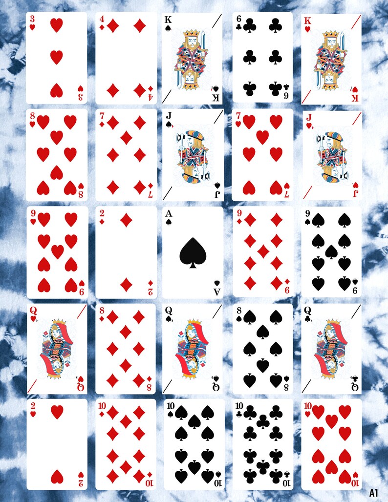 12 Printable Po-ke-no Cards Alternative Stack, 12 Cards per Set, Navy ...