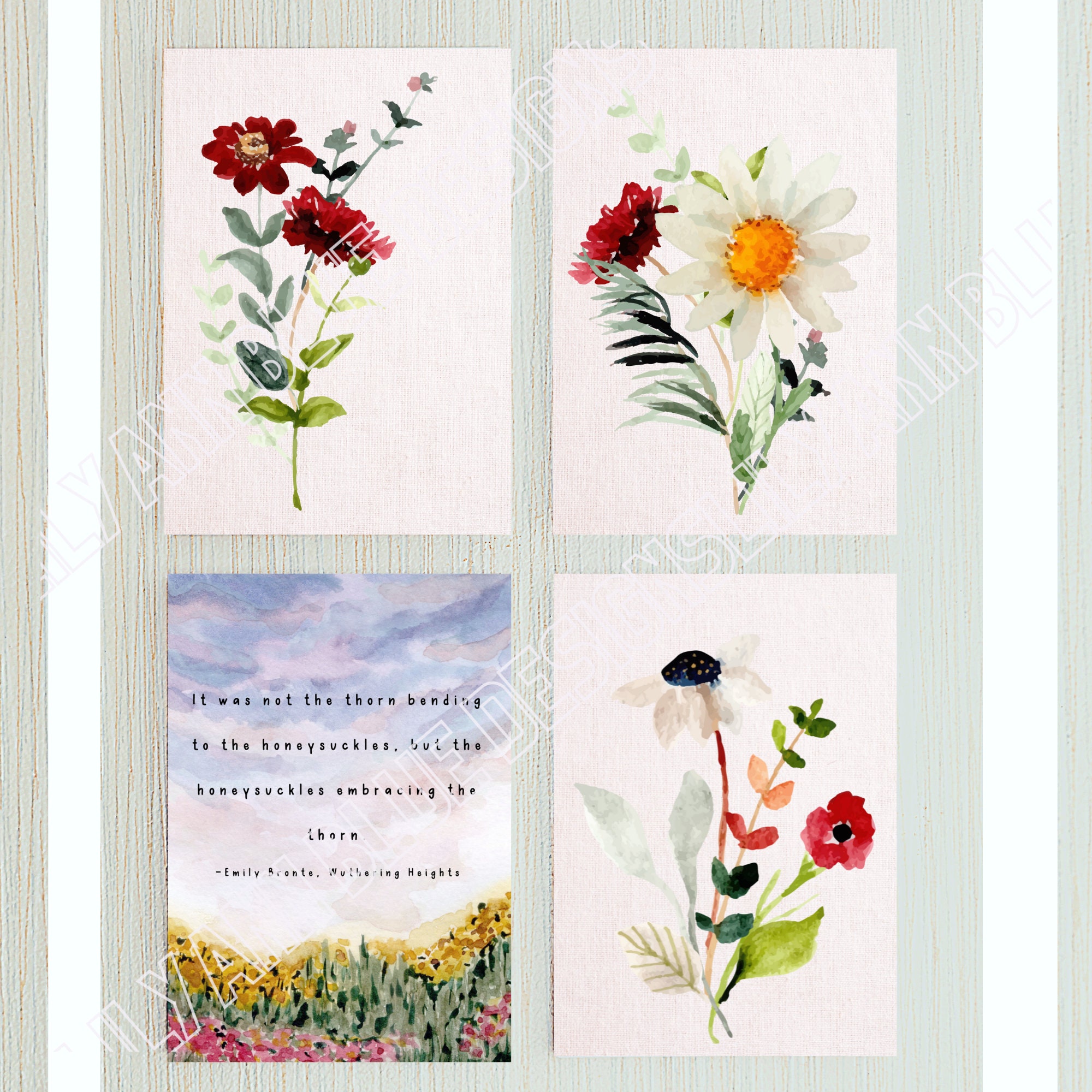 Emily Bronte Poem Print: Thorns and Honeysuckle, Wuthering Heights ...