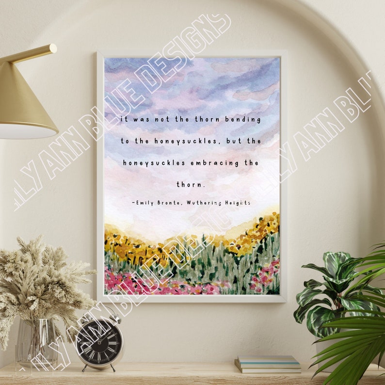 Emily Bronte Poem Print: Thorns and Honeysuckle, Wuthering Heights ...
