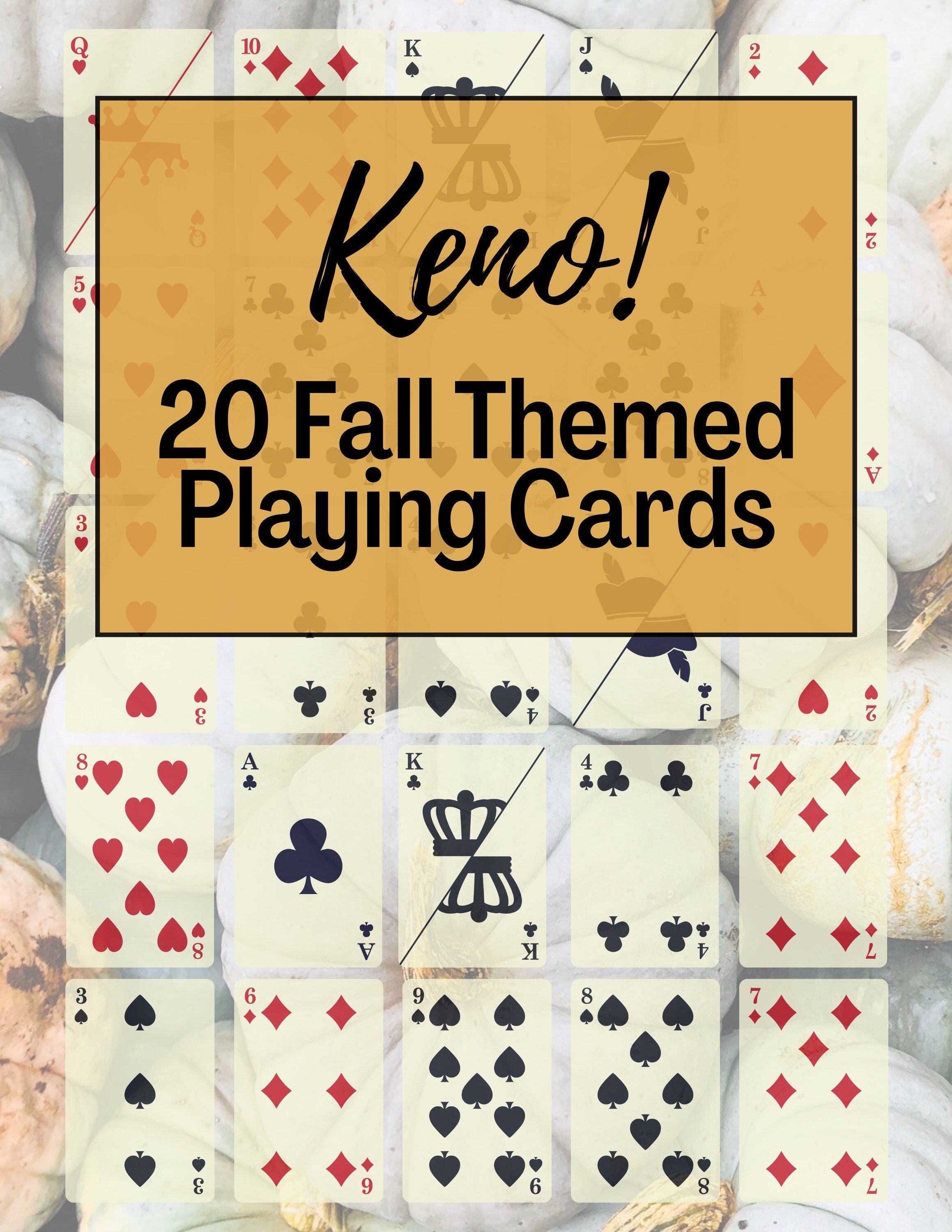 12 Printable Po-ke-no Cards, Fall Themed Keno Cards, Keno Playing Cards ...