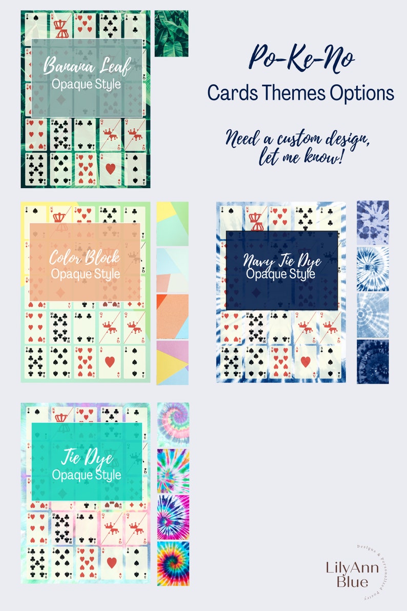 Po-ke-no Cards Themed or Customized: 12 Cards A1-C4 002 - Etsy